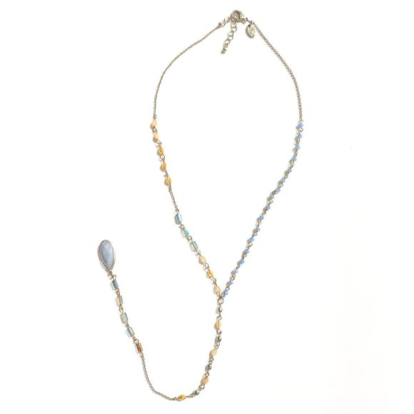 Charming Charlie | Jewelry | Dainty Silver Blue Beige Beaded With Long ...